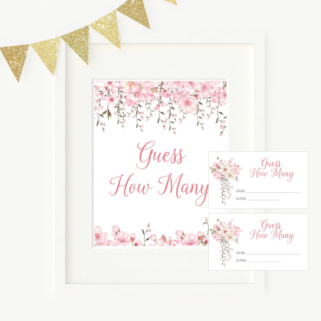 Pink Guess How Many Candies, Editable Cherry Blossom Candy Guessing ...