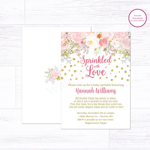 Baby Sprinkle Invitation Girl - Etsy