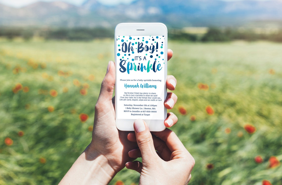 Editable Drive by Baby Sprinkle Text Invitation Boy Blue Baby - Etsy