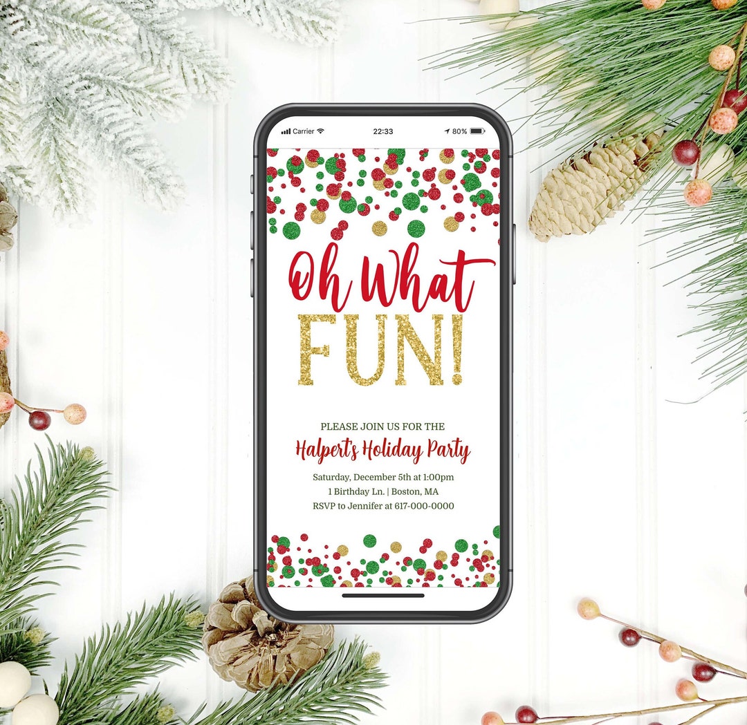 Christmas Party Text Invitation, Holiday Party Text Invitation, Oh What ...
