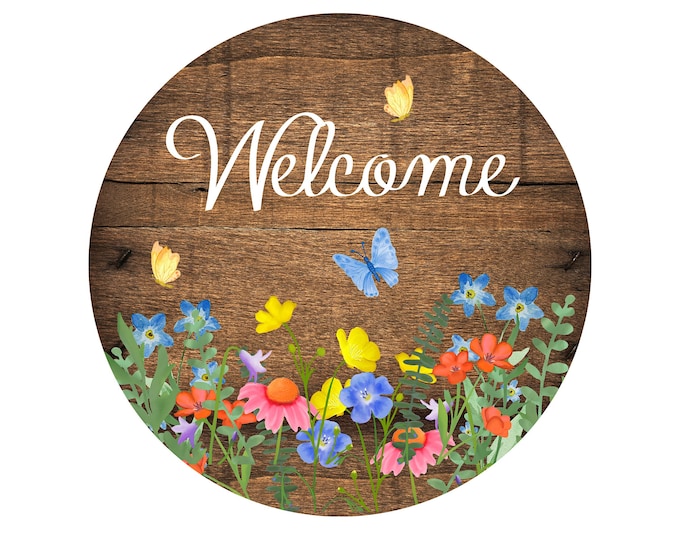 Welcome Wreath Sign, Wreath Center, Floral Wreath Sign, Wreath Supplies ...