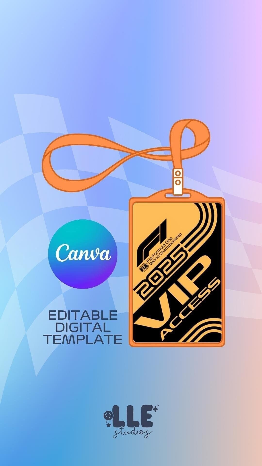 Editable 2025 Paddock Pass Template, Printable Motorsport Inspired Ticket Lanyard, Racecar ...