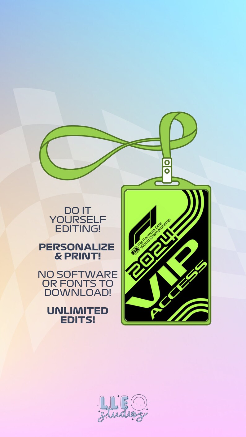 Editable Paddock Pass Template, Printable Formula 1 Inspired Ticket ...