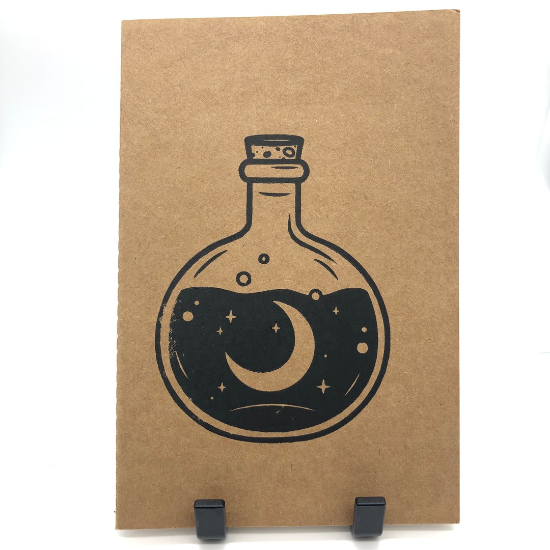 Hand Block Printed Potion Bottle Notebook, Blank White Paper, Journal ...