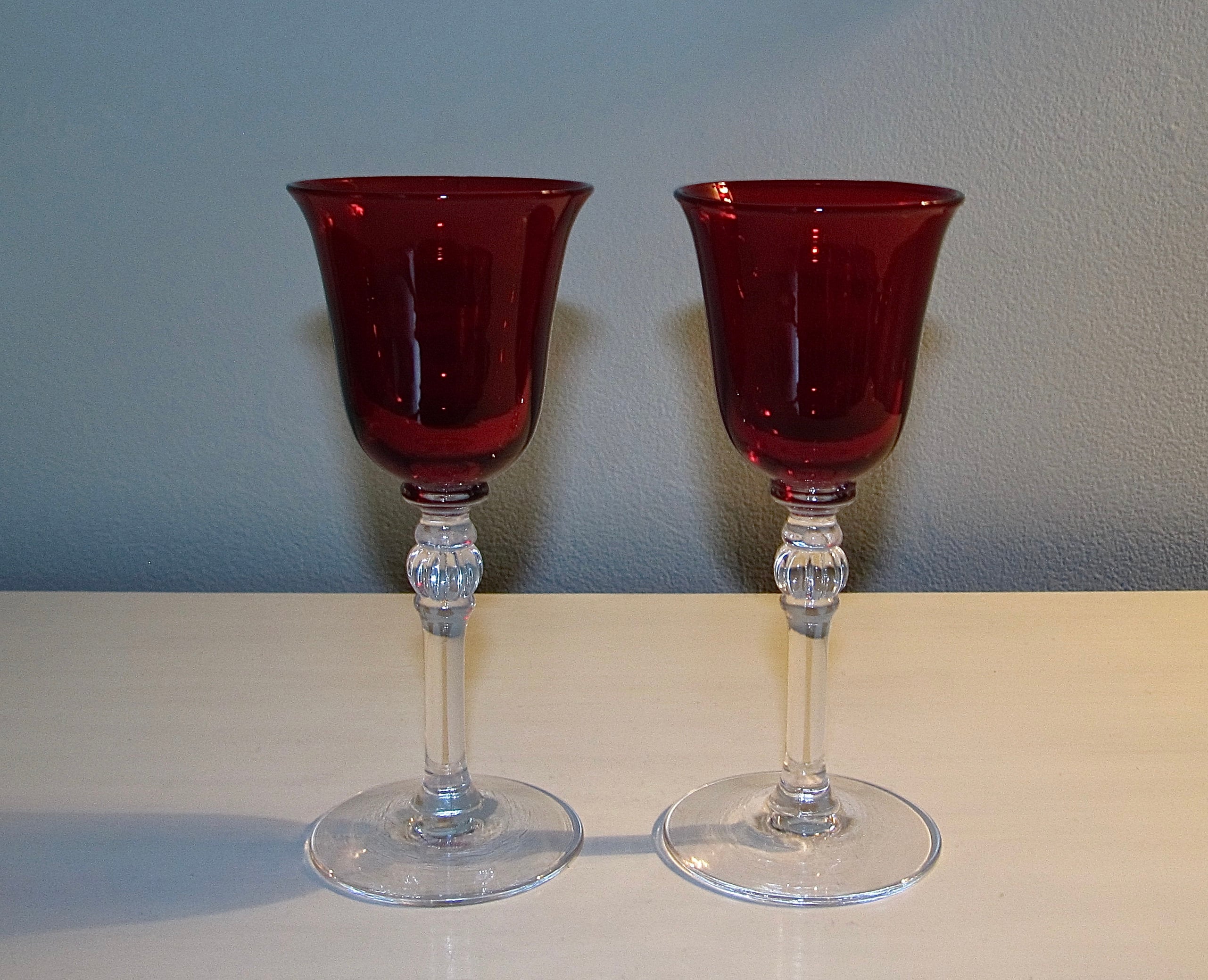 Two Ruby Red Cordial Glasses Home & Living Drink & Barware Kitchen ...