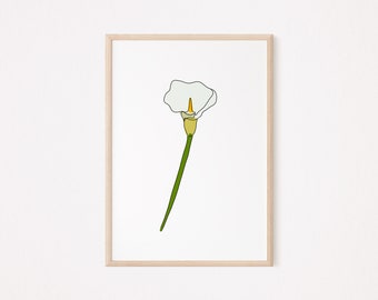 Calla Lily Flower Line Drawing Wall Printable Art One Line - Etsy Israel