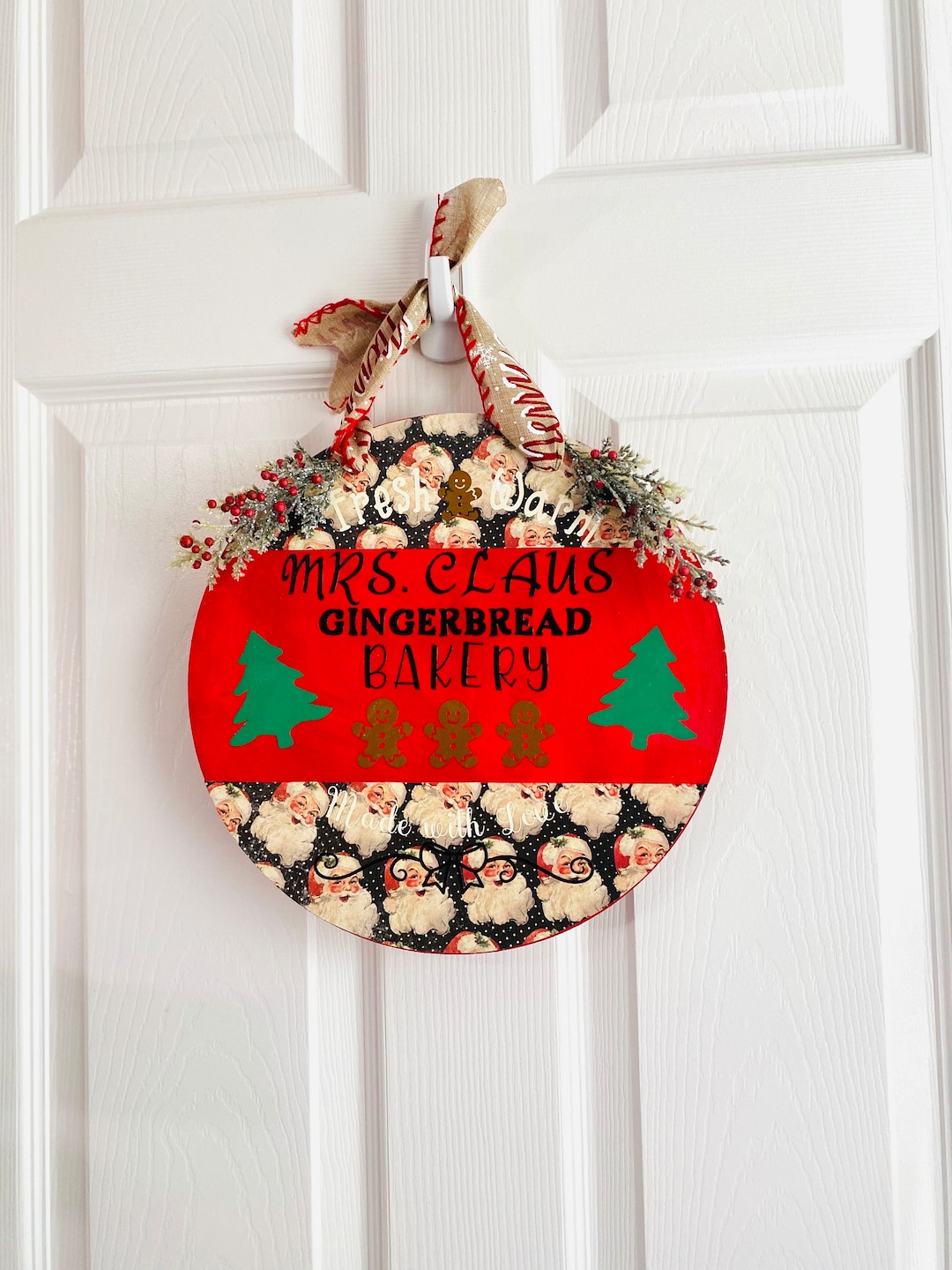 Front Door Hanger/christmas/gingerbread/mrs. Claus Bakery/cute ...
