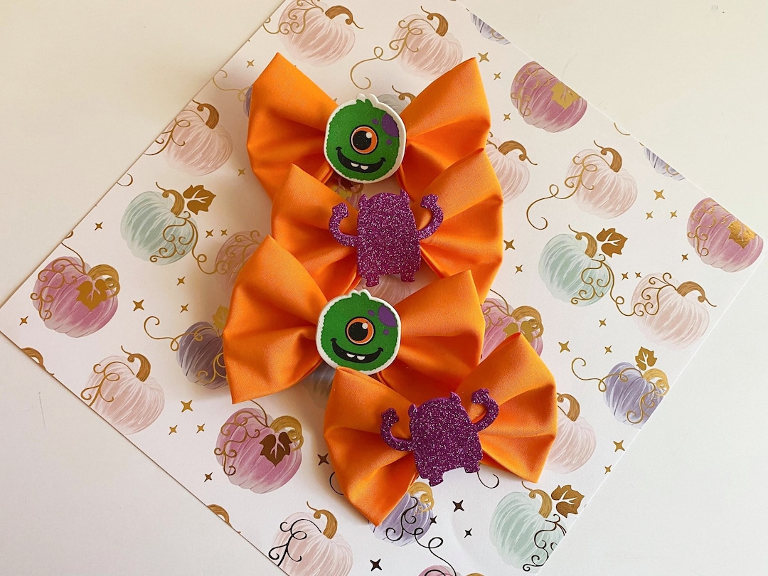 Halloween Monster Themed Hair Bows/alligator Clip Bows/cute - Etsy