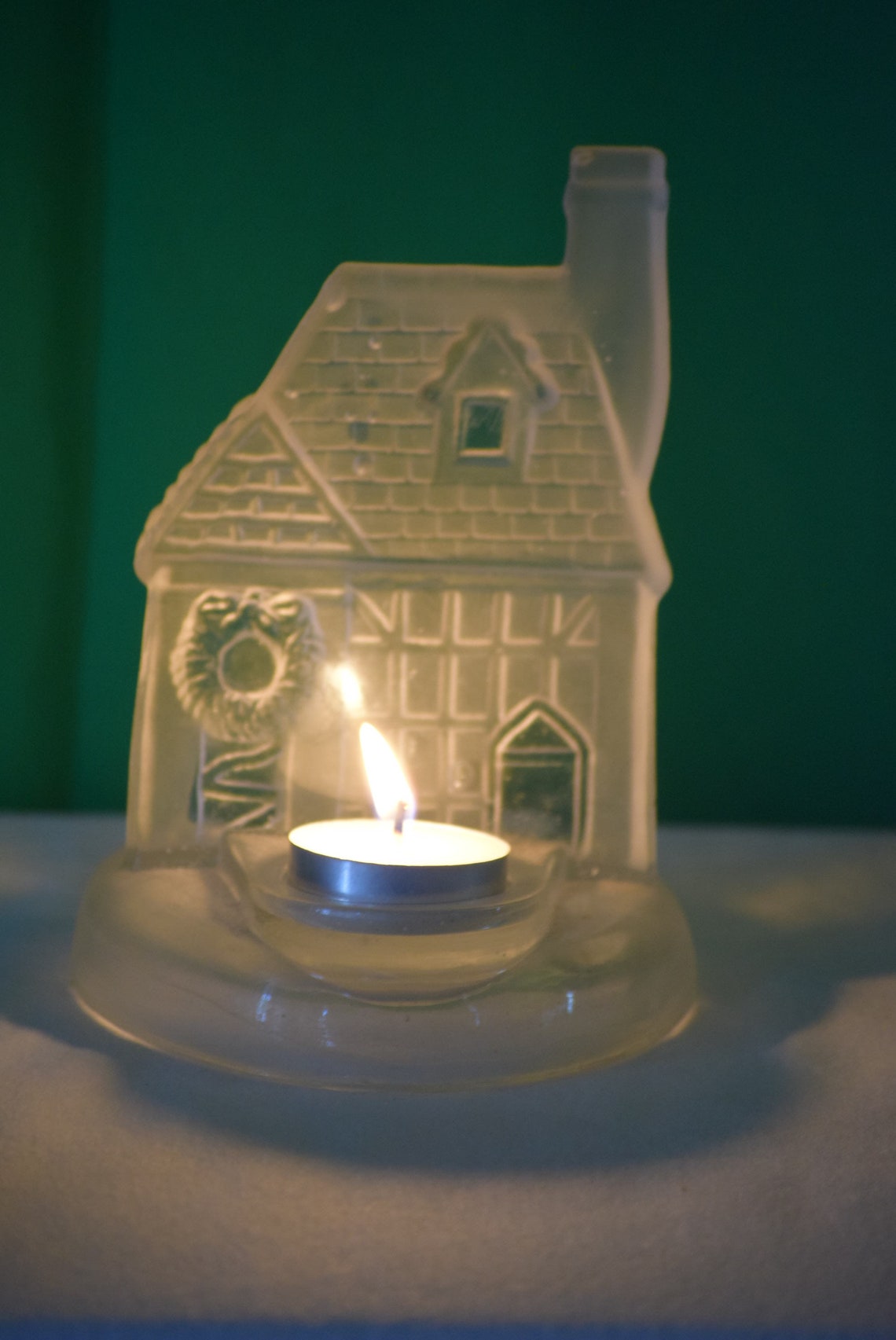 Christmas Winter Cottage Scene With Candle - Etsy