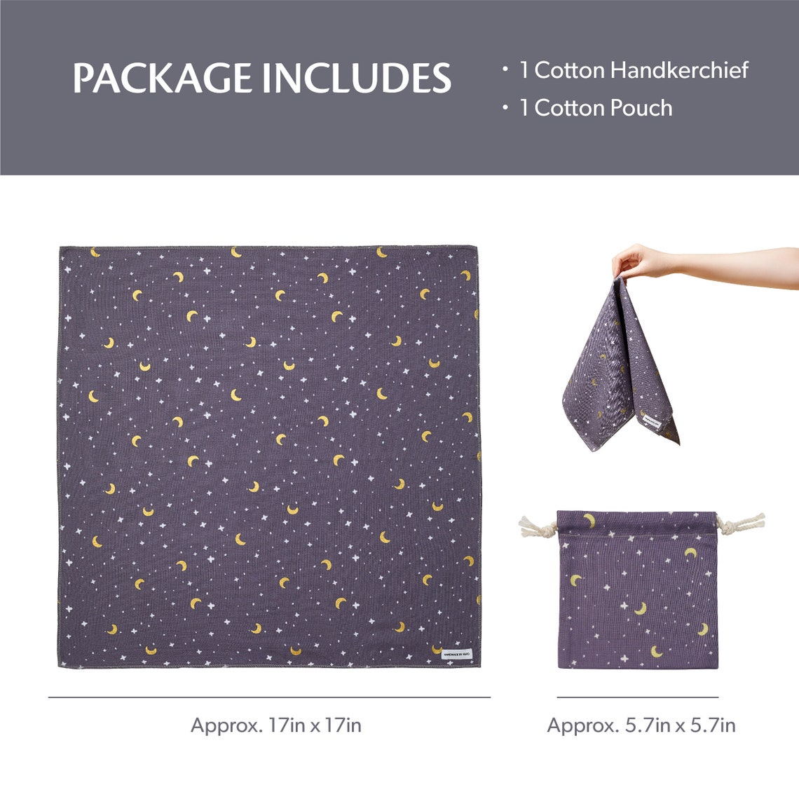 Moon and Star 100% Cotton Handkerchiefs Soft Handkerchief for - Etsy