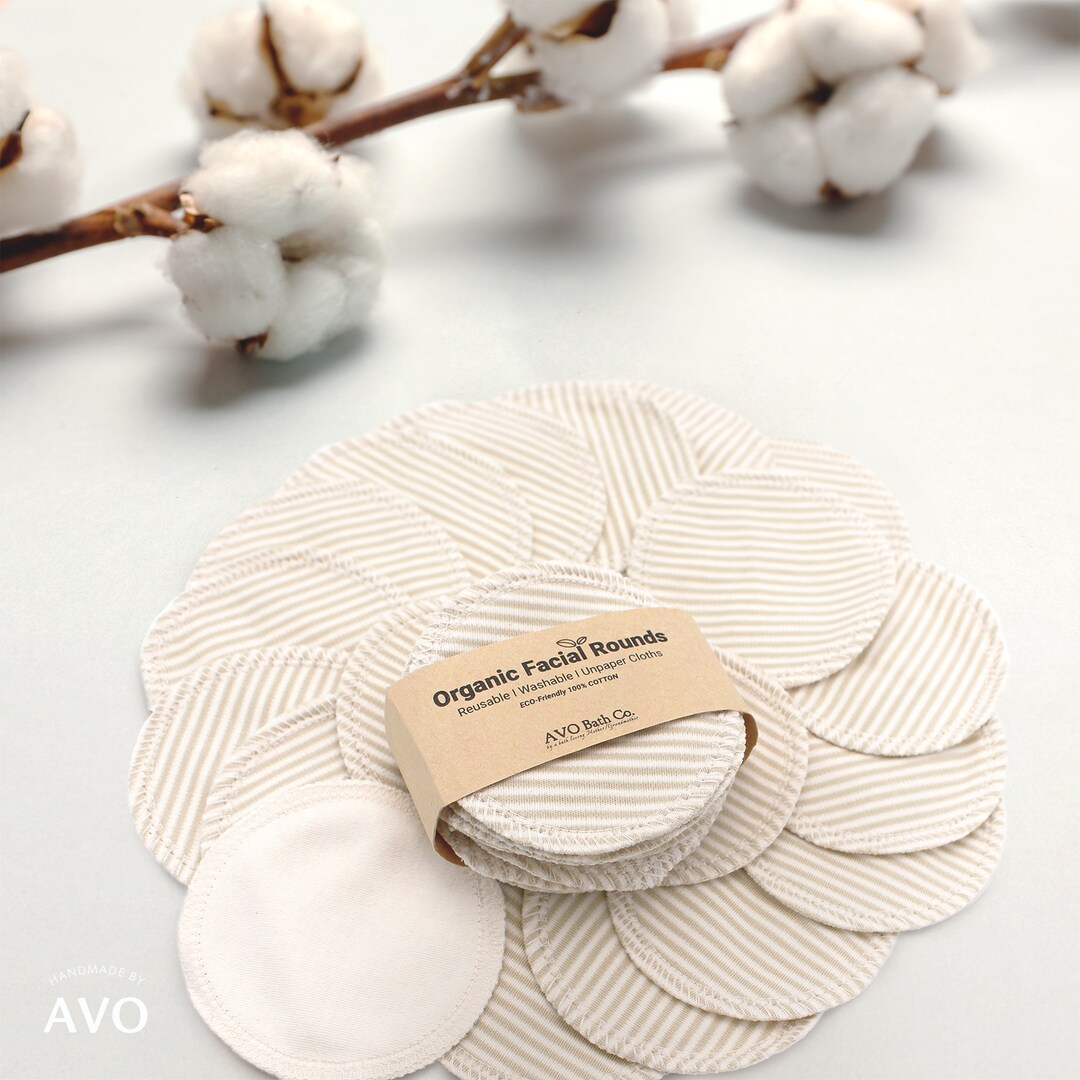 Organic Striped Pattern Reusable Cotton Pads, Facial Round, Organic ...