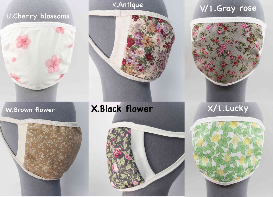 Flower Organic Cotton Face Masks,washable Face Mask, Washable Face Mask ...