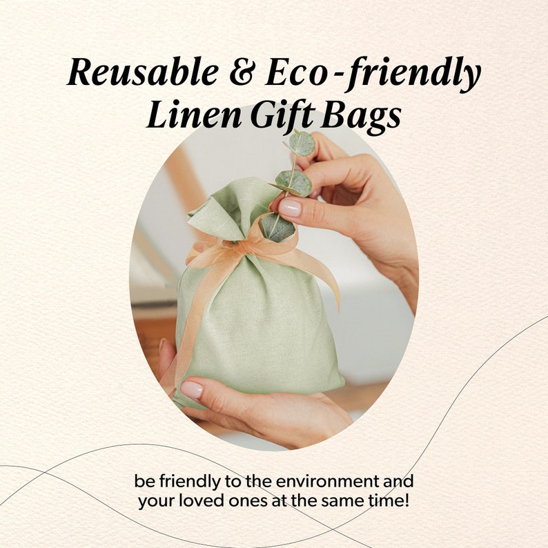 Handmade Linen Cotton Bag + Ribbon, Gift Pouch, Gift Bag, Christmas ...