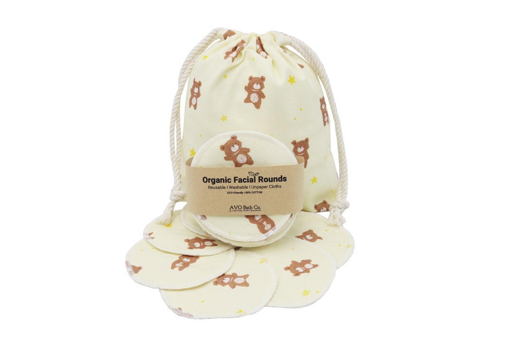 Cute Bear Reusable Organic Cotton Pads, Organic Facial Rounds, Organic ...