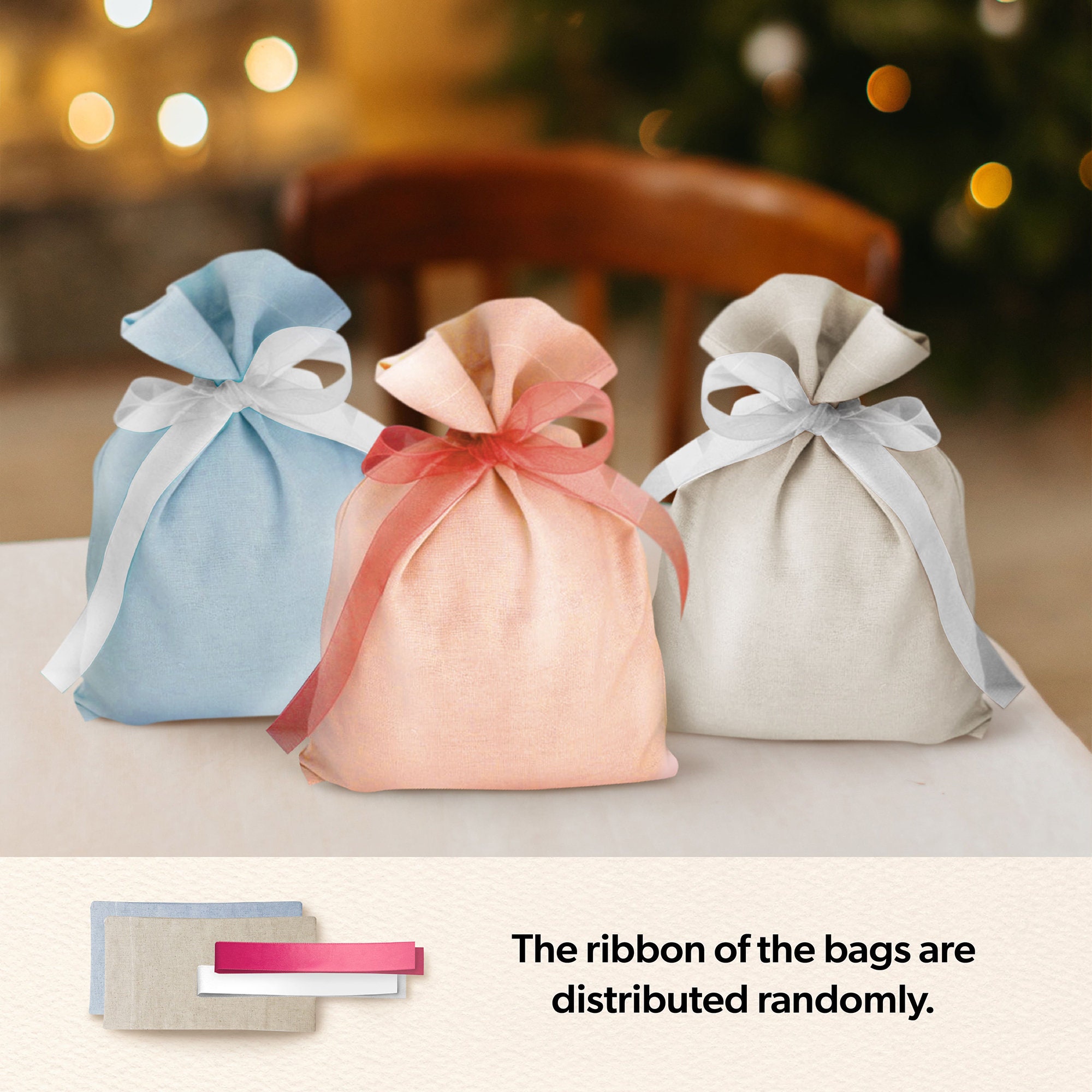 Handmade Linen Cotton Bag Ribbon Gift Pouch Gift Bag | Etsy