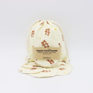 Cute Bear Reusable Organic Cotton Pads Organic Facial Rounds | Etsy