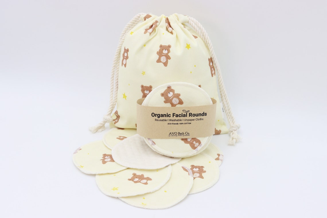 Cute Bear Reusable Organic Cotton Pads Organic Facial Rounds | Etsy