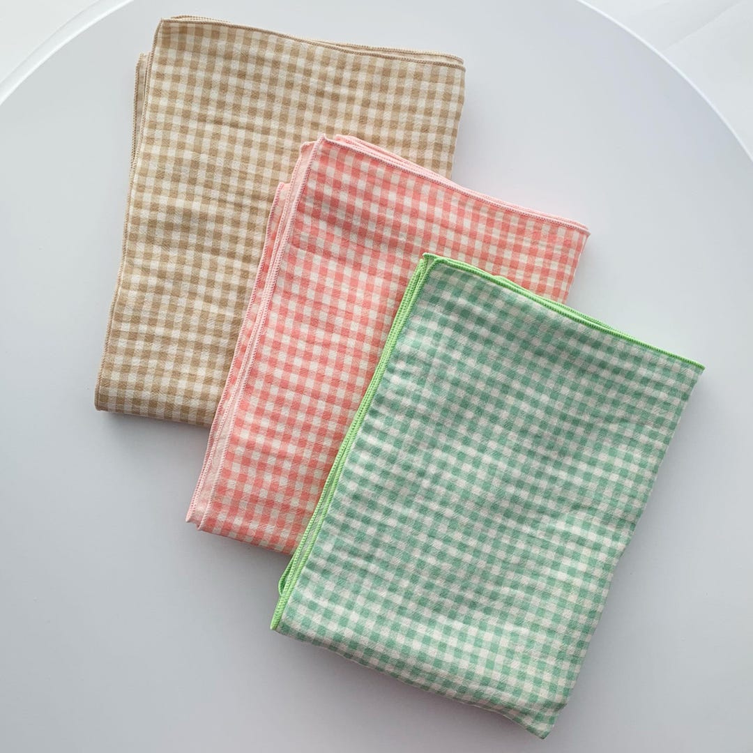 Muslin Cotton Gauze Gingham Handkerchief | Soft Check Scarf, Bandana ...