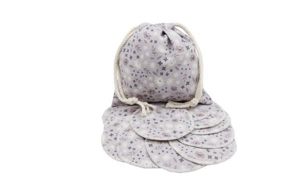 Reusable Organic Cotton Pad floral design Organic Facial | Etsy