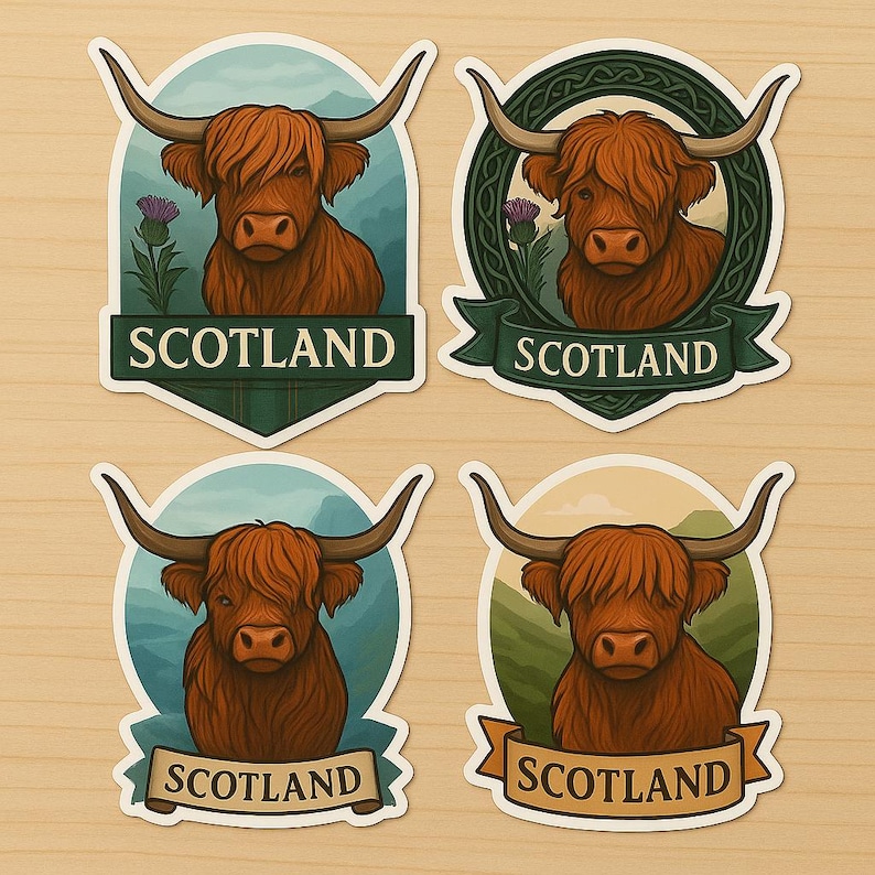Highland Cow Scotland Sticker Pack – Waterproof Vinyl Travel Decals - Etsy