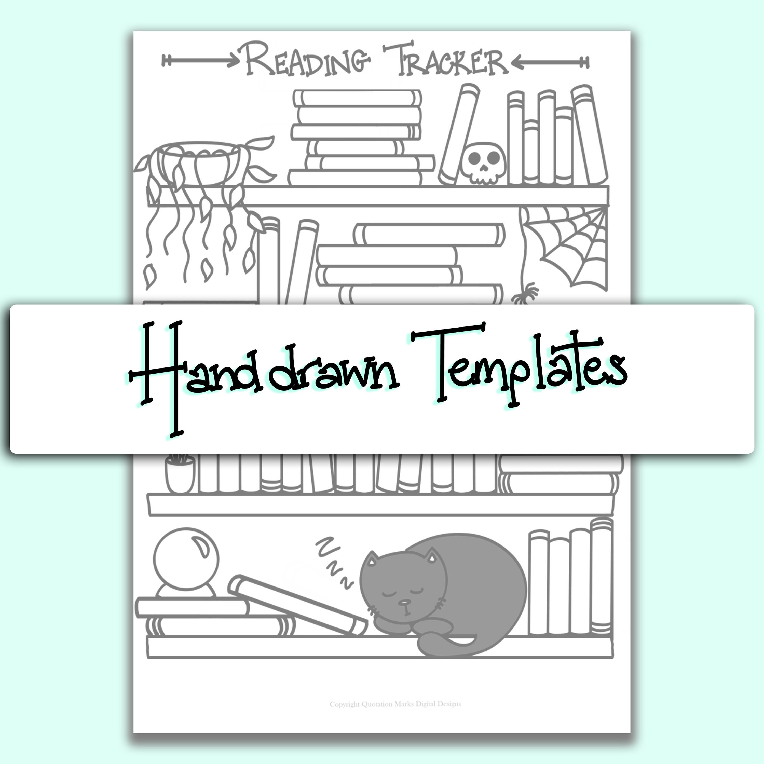 Printable Hand Drawn Reading Templates - Bookcase Reading Tracker - Etsy