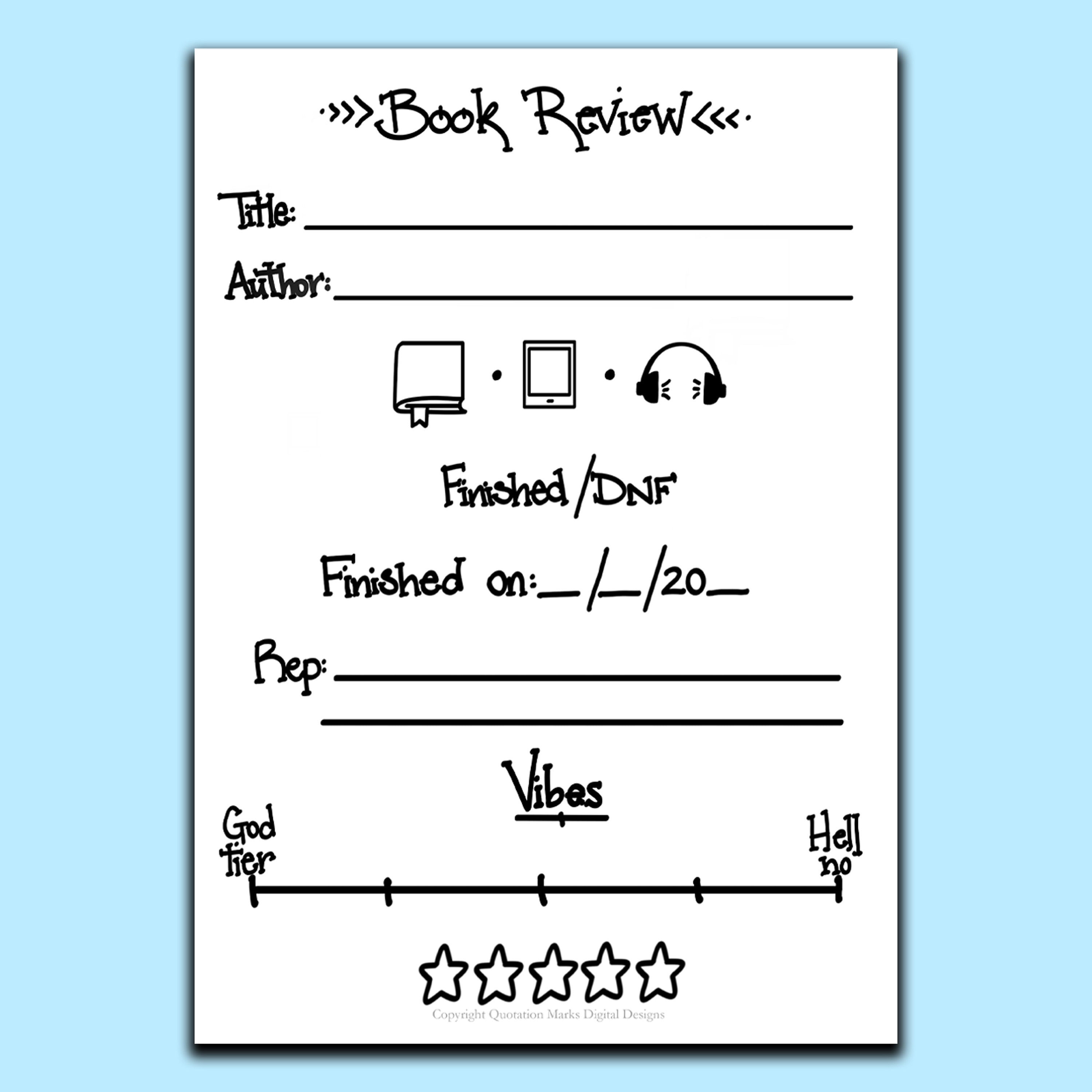 Printable Hand Drawn Reading Templates Book Reviews - Etsy