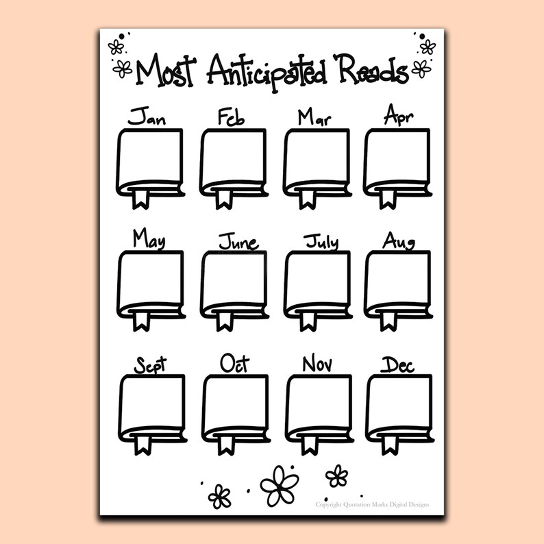 Printable Hand Drawn Reading Templates - Most Anticipated Reads - Etsy