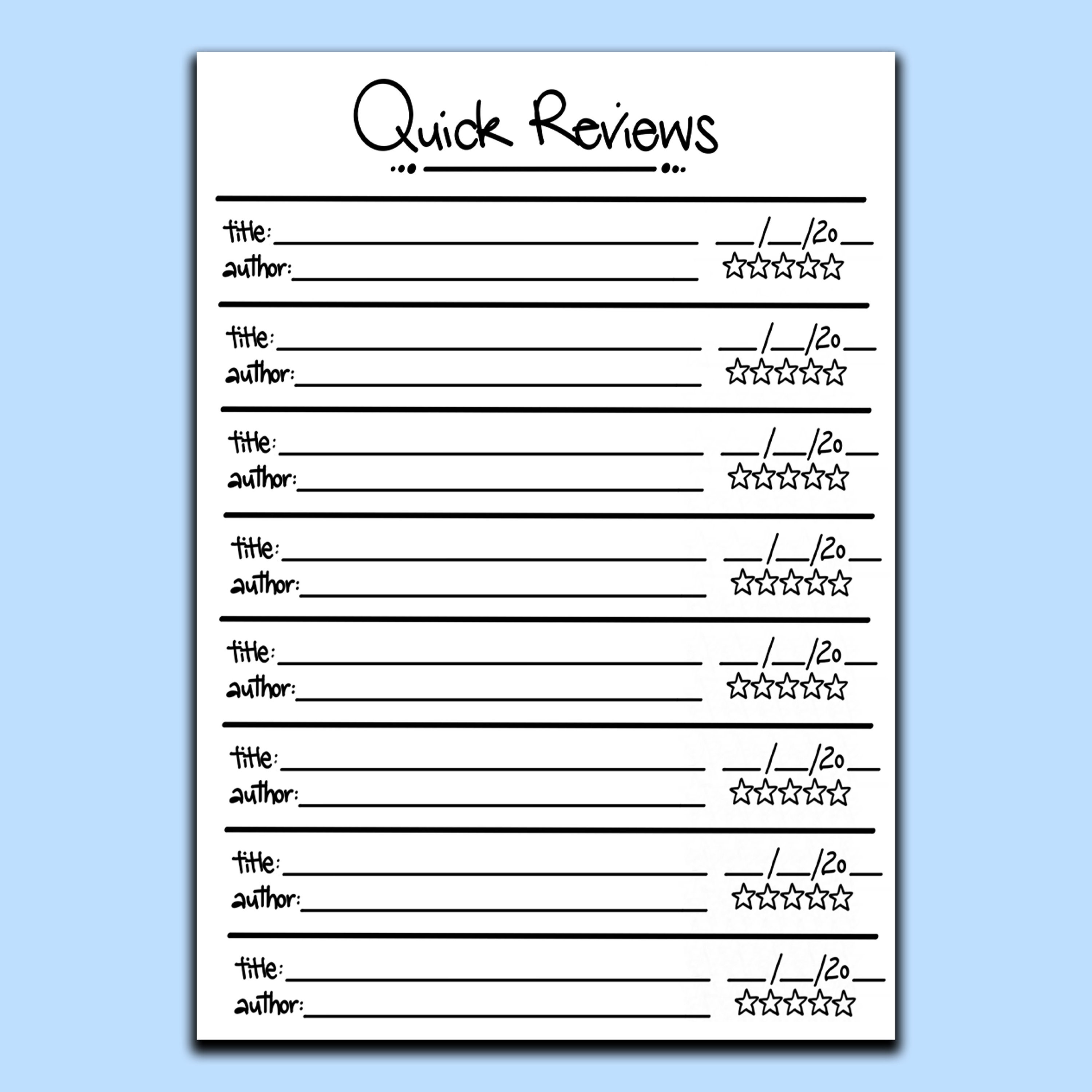 Printable Hand Drawn Reading Templates Book Reviews - Etsy