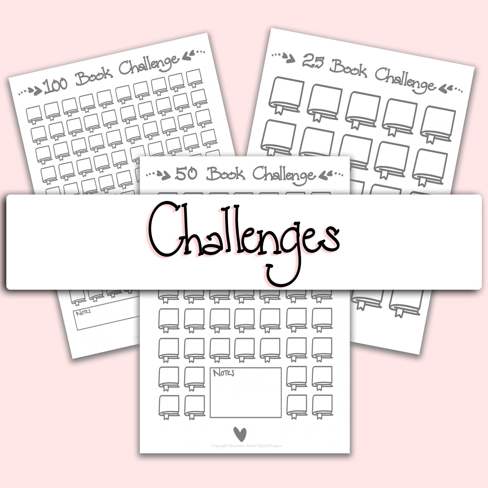 Printable Hand Drawn Reading Templates - Reading Challenges - Etsy