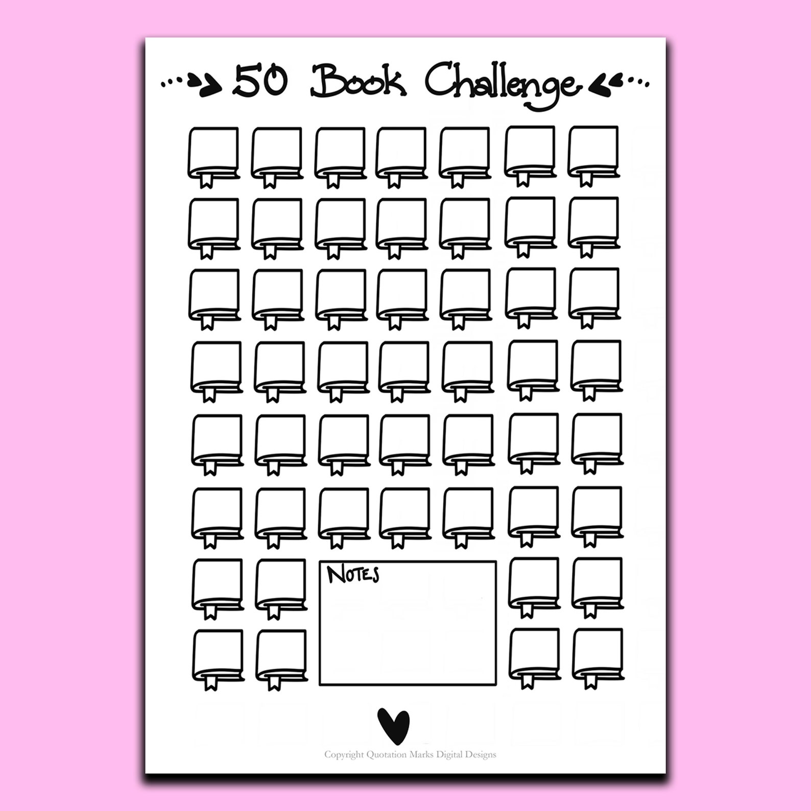 Printable Hand Drawn Reading Templates - 50 Book Challenge - Etsy