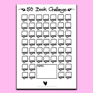 Printable Hand Drawn Reading Templates - 50 Book Challenge - Etsy