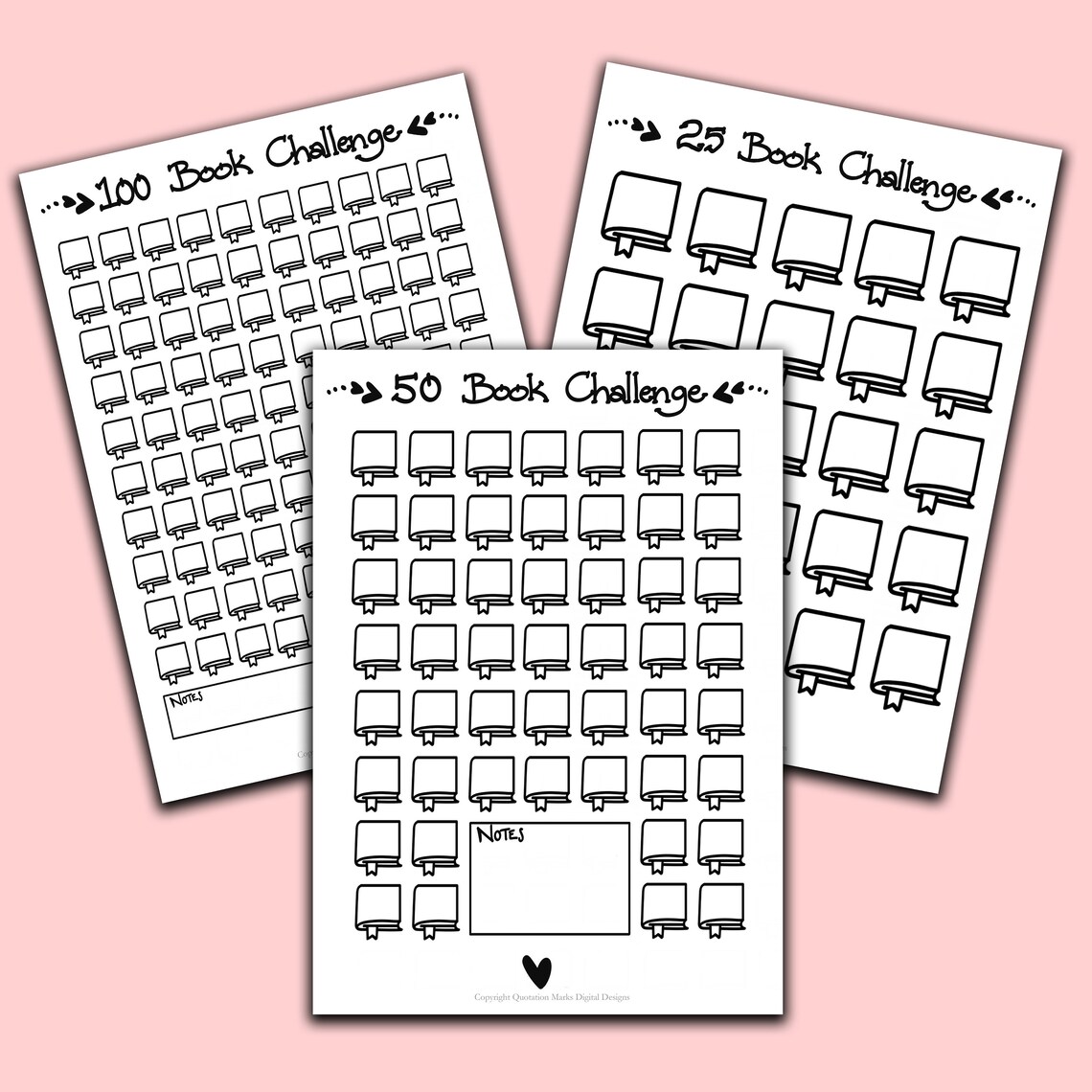 Printable Hand Drawn Reading Templates Reading Challenges - Etsy