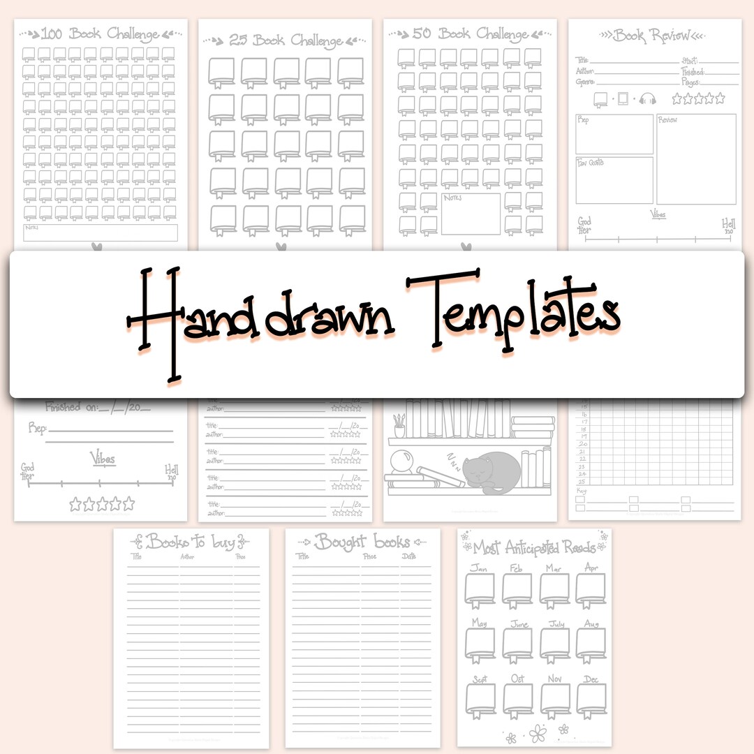 Printable Hand Drawn Reading Templates - FULL SET - Etsy