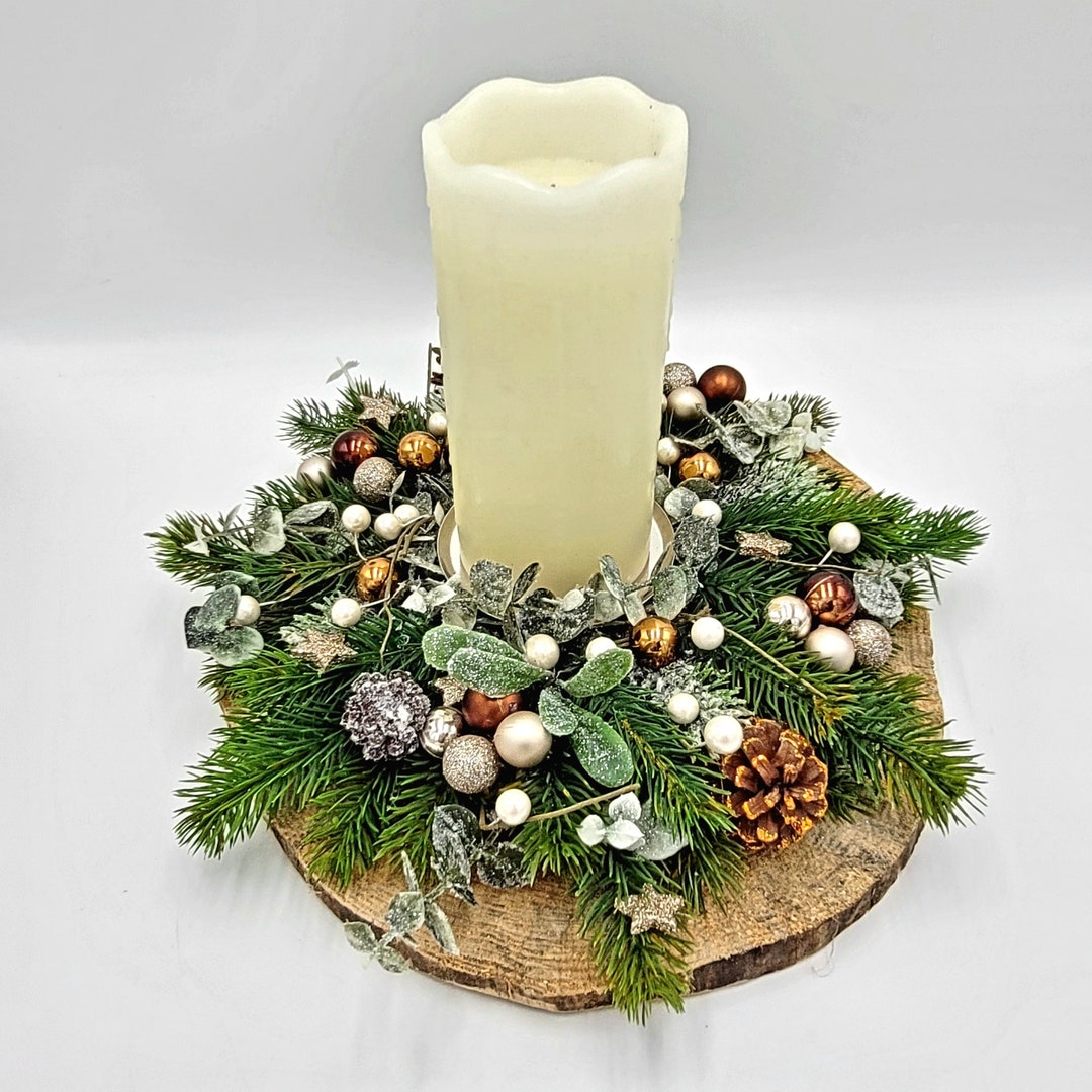 Advent Wreath on a Tree Disc With an LED Candle, Christmas, Advent ...