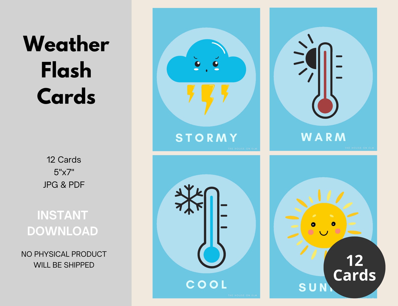 Weather Wonders - 12 Educational 5x7 Flashcards for Preschoolers - Etsy