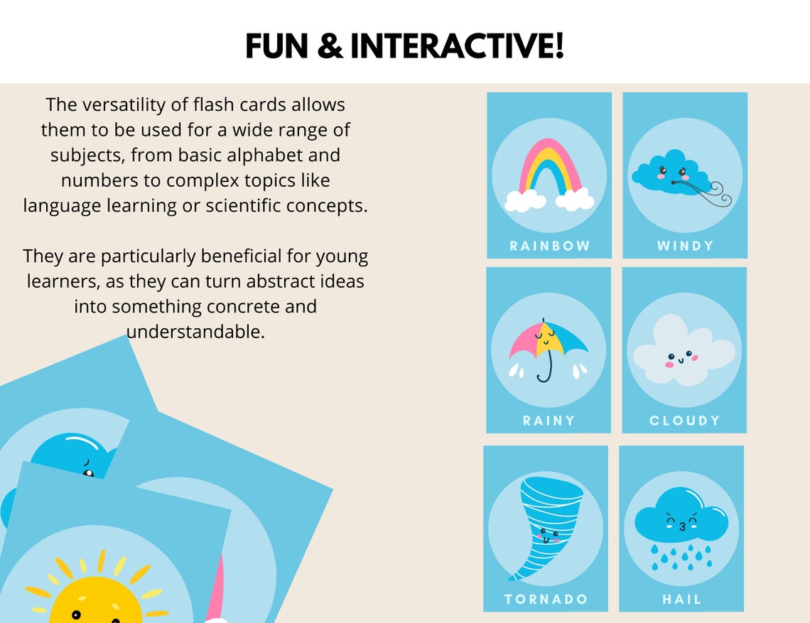 Weather Wonders - 12 Educational 5x7 Flashcards for Preschoolers - Etsy