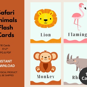 Safari Adventure - 16 Engaging 5x7 Flashcards for Children Ages 3-5 - Etsy