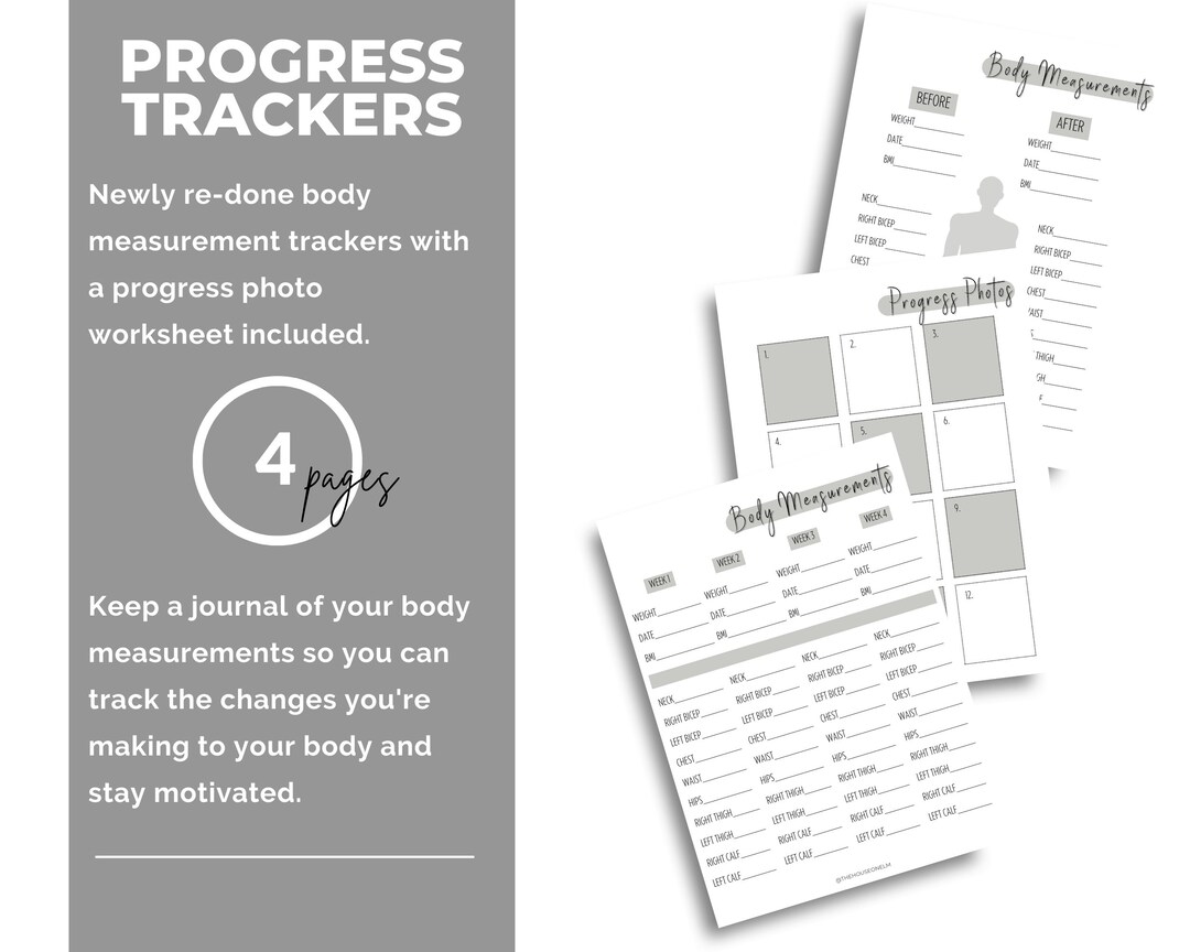 Progress Photos & Body Measurement Fitness Planner, Fitness Goals ...