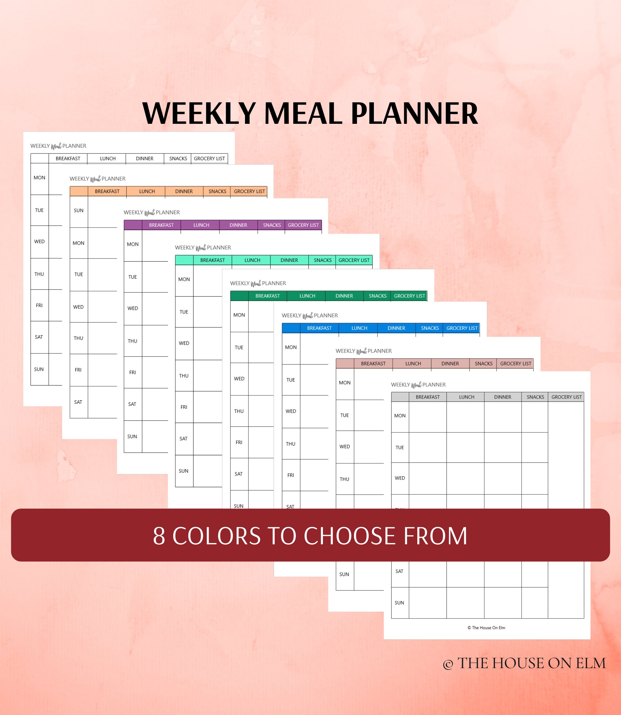 Weekly Meal Planner, Printable Food Prep Worksheet, Grocery List ...