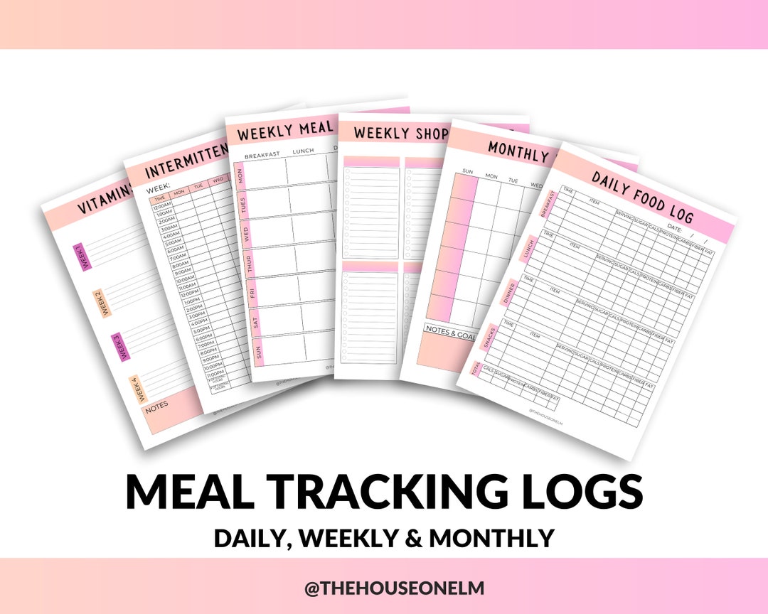 Meal Tracking Logs, Daily Food Journal, Meal Planning, Nutrition and ...