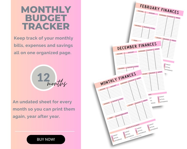 Budgeting Planner Bundle, Printable Finance & Budget Planner, Savings ...
