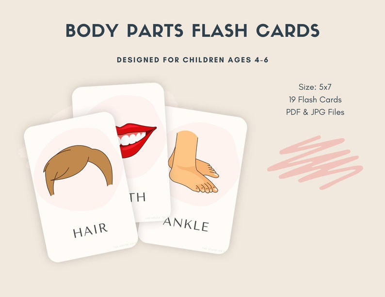 Body Parts Flashcards - 19 Printable Cards for Early Learning - Etsy