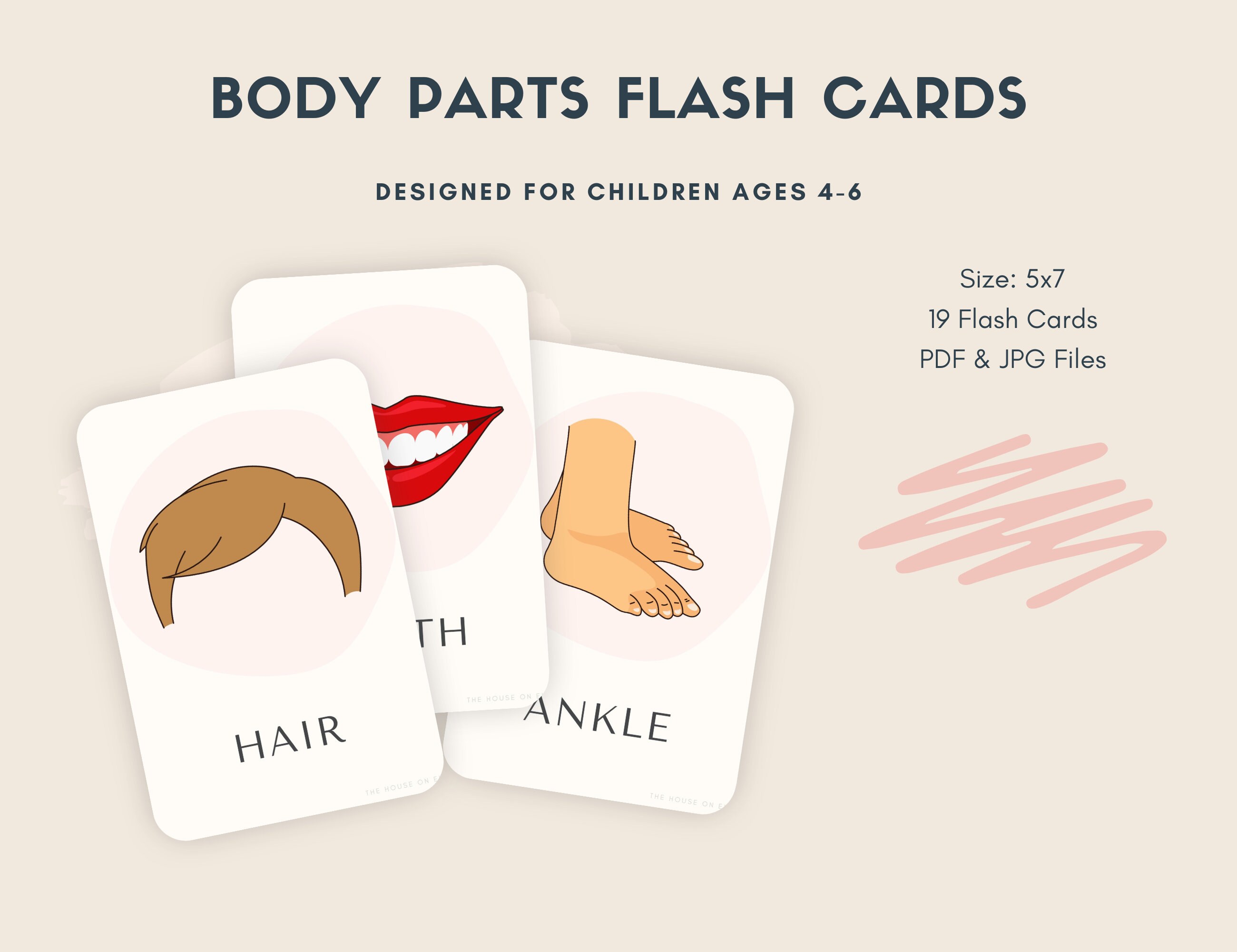 Body Parts Flashcards - 19 Printable Cards for Early Learning - Etsy