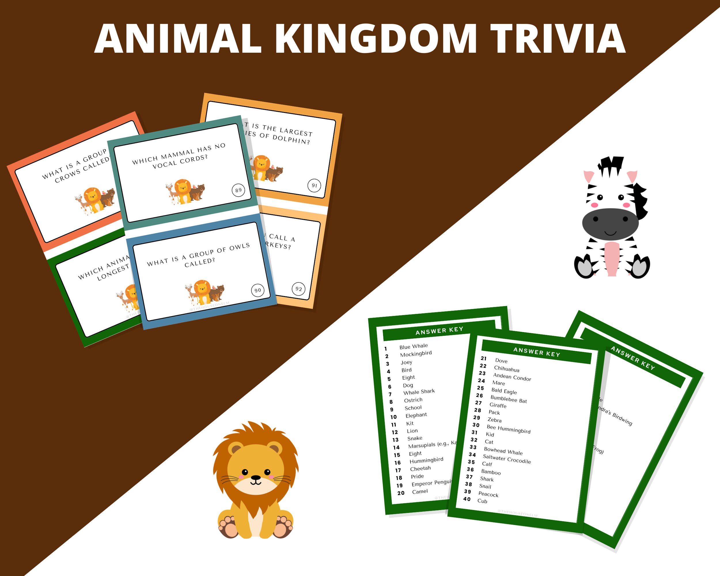 Animal Kingdom Trivia Cards | Homeschool Activity, Learning Games ...