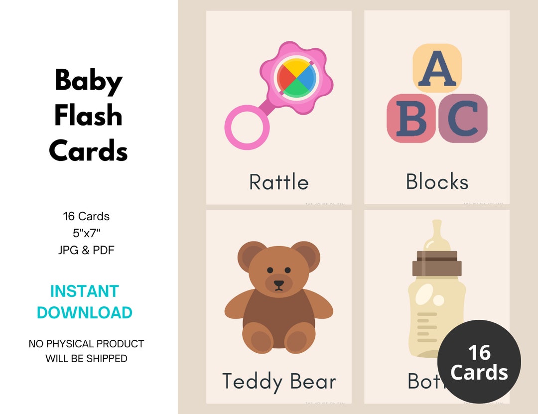 Adorable Baby Themed Flashcards - 16-card Set for Early Learning and ...