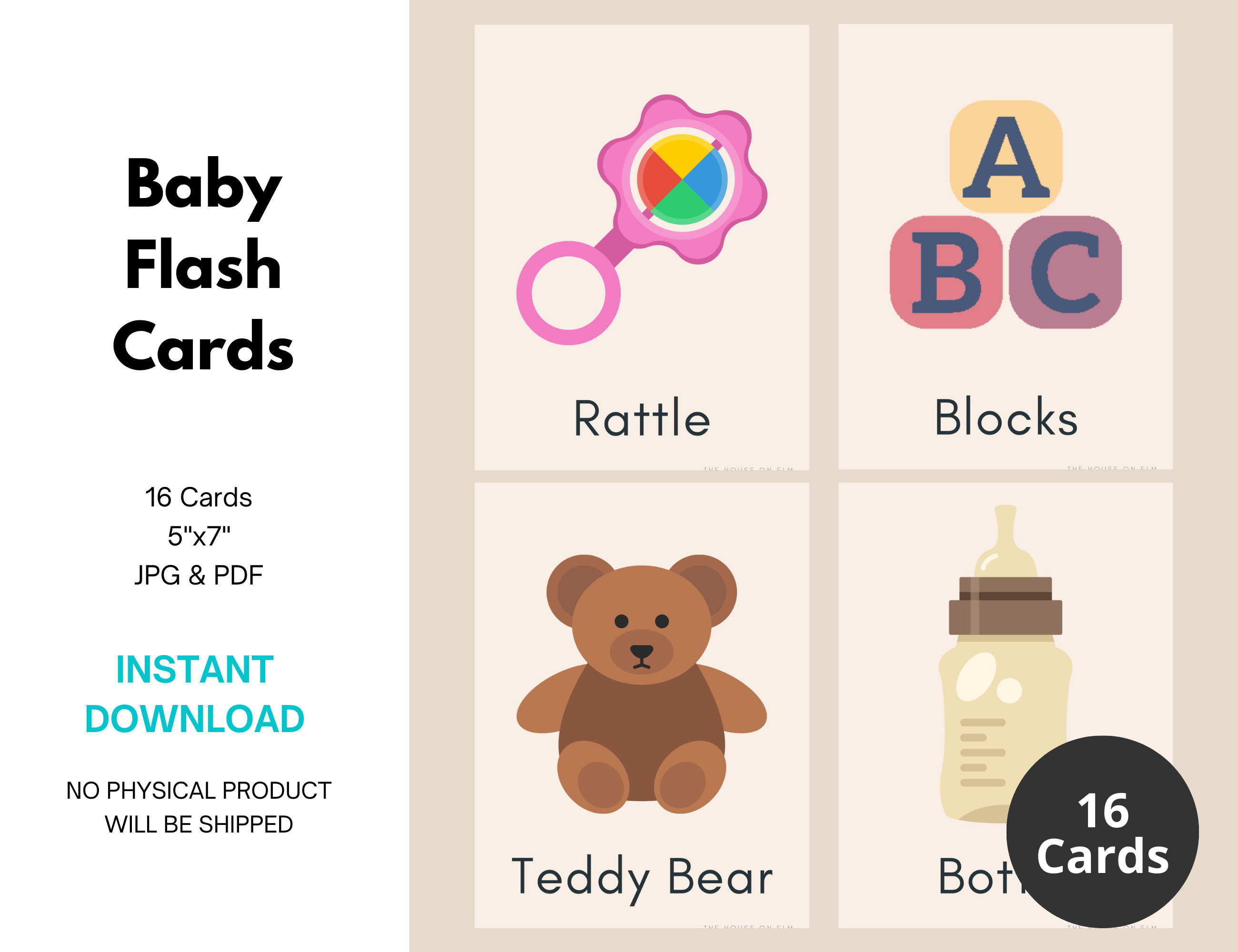Adorable Baby Themed Flashcards - 16-card Set for Early Learning and ...