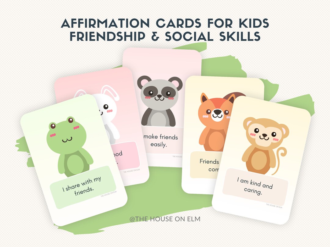 Friendship Affirmation Cards for Kids – Social Skills, 50-card Pack ...