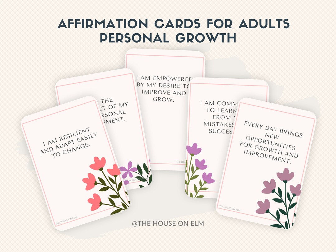 Personal Growth Affirmation Cards for Adults - 50-card Pack, Printable ...