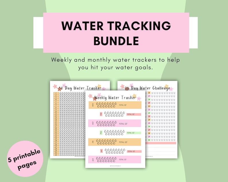 Water Trackers, H2O Tracking Sheets, Progress Log, Fitness Goals ...