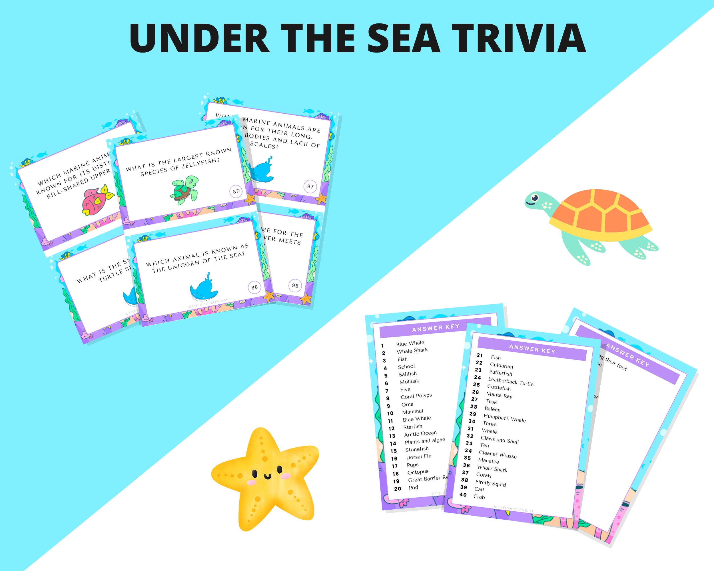 Under the Sea Trivia Cards | Homeschool Activity, Learning Games ...